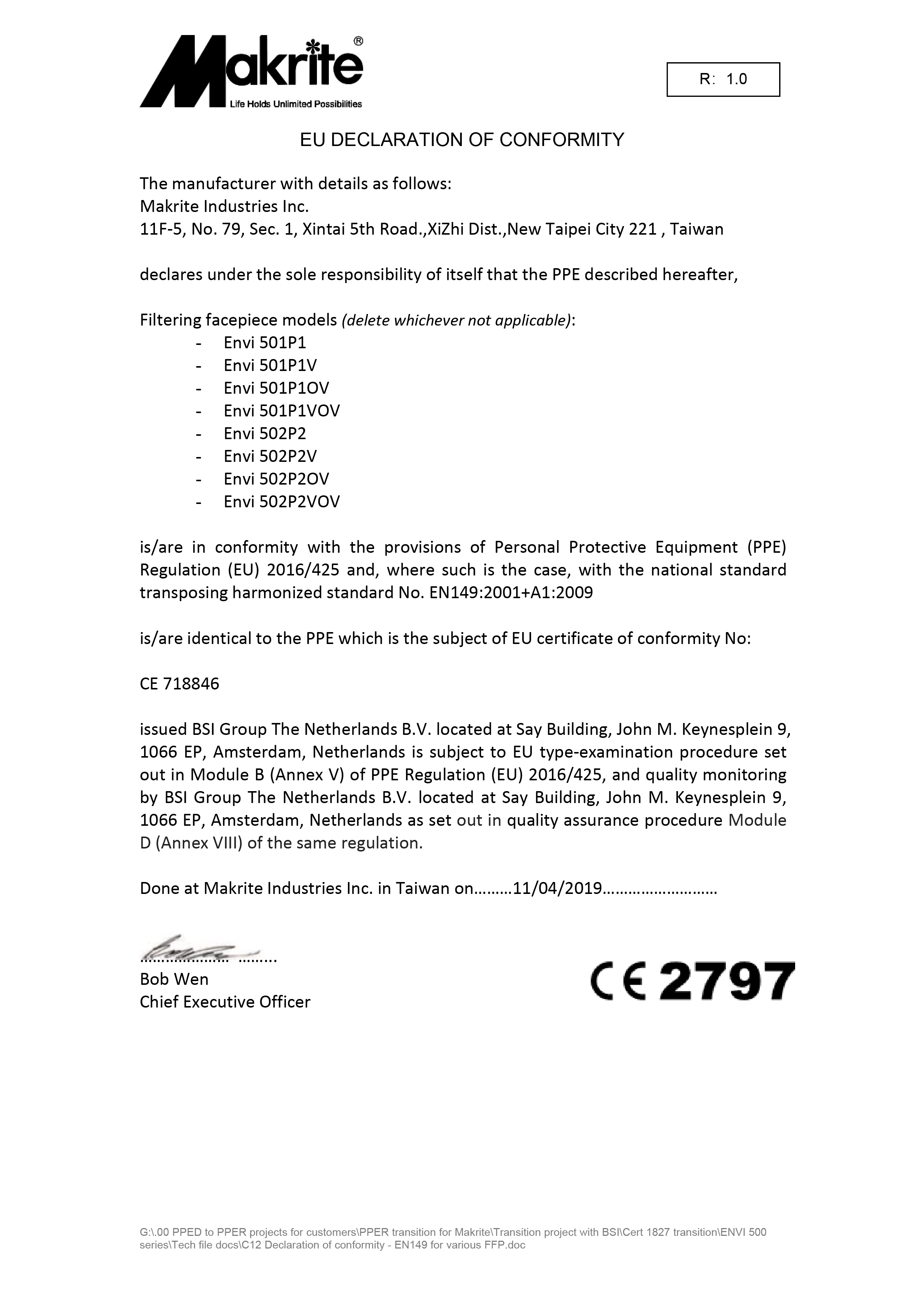 EU Declarations of conformity – Makrite