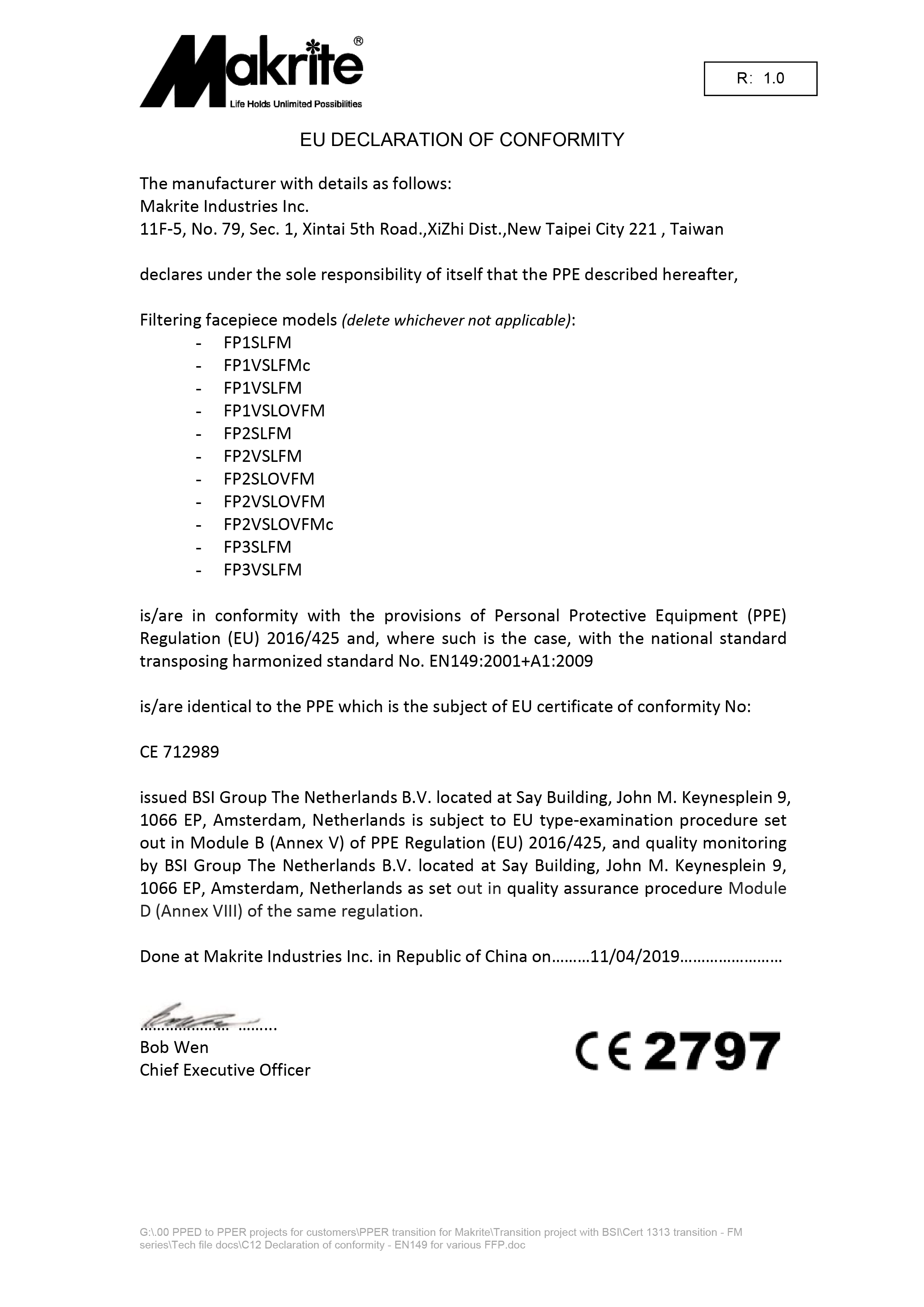 EU Declarations of conformity – Makrite