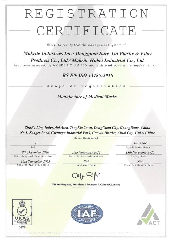 Certificate - Manufacturer of personal safety products for industry ...